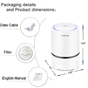 RIGOGLIOSO Air Purifier for Home with True HEPA Filters,Low Noise Portable Air Purifiers with Night Light,Desktop USB Air Cleaner