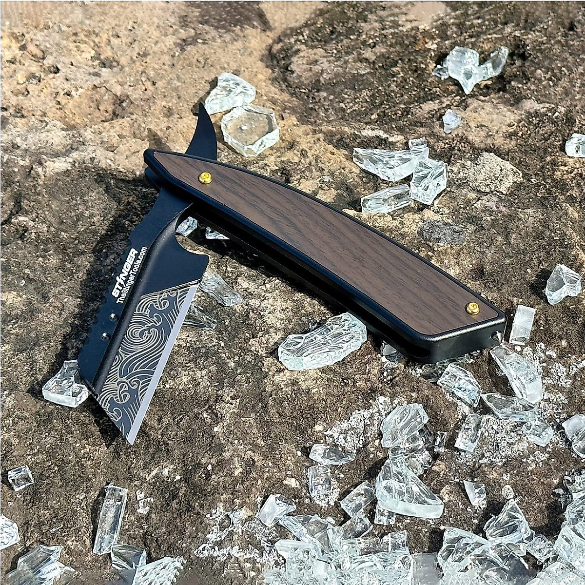 Stinger Vintage Straight Razor Style Utility Knife with Standard Replaceable Razor Blade, Car Emergency Window Breaker, EDC Gear, Box Cutter