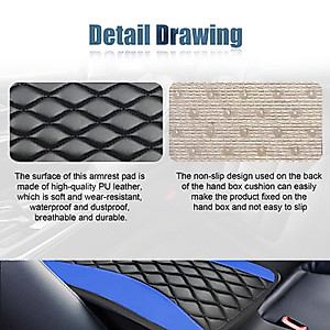Car Center Console Cover, Universal Leather Waterproof Armrest Seat Box Cover Protector, Comfortable Car Decor Accessories Fit for Most Cars, Vehicles, SUVs -Blue