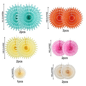 SUNBEAUTY Pack of 11 Peach Pink Yellow Mint Green Hanging Honeycomb Round Paper Fans for Birthday Baby Shower Bachelorette Anniversary Wedding Photo Booth Backdrop Party Decoration