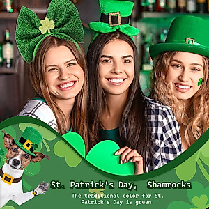 BELSITA St.Patrick’s Day Headbands Shamrock Hair Hoop Green Glitters Bows Shamrock Head Boppers for St.Patrick’s Day Party Hair Accessories Lucky Hairbands Irish Costume Party Gifts