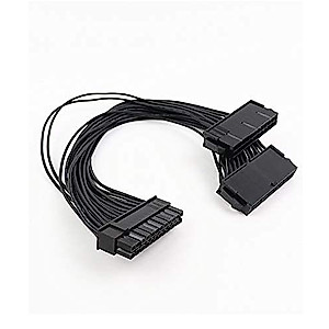 pingping Dual PSU Adapter,Dual PSU Power Supply 24 Pin Extension Cable, for ATX Mainboard Motherboard Adapter Extension Kit - 24 pin to 24(20+4) pin - 11.8 inch 30cm