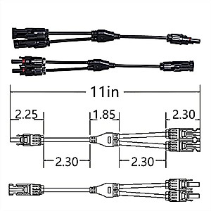 Kimystam Solar Connectors Splitter with Wire IP67 Waterproof Y Branch Parallel Adapter Cable Wire Plug Tool Kit for Solar Panel Parallel Connection 1 Pair MMF+FFM…