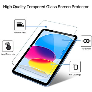 KIQ 2 Pack Tempered Glass for iPad 10th Generation Screen Protector 2022 Compatible iPad 10.9 Screen Protector 10.9 Inch 10th gen