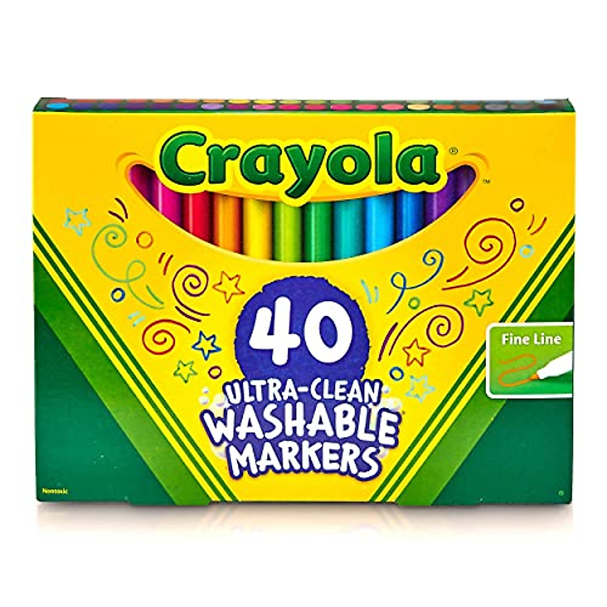 Crayola Ultra Clean Fine Line Washable Markers, Kids Markers For School, Back To School Gifts, 40 Count