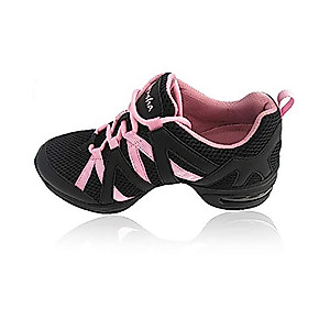 Skazz by Sansha Womens Dance Studio Exercise Sneakers Mesh H122M,Black/Pink,7.5