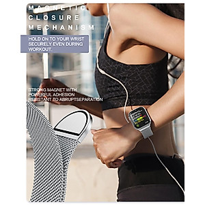 Original Stainless Steel Milanese Loop Compatible with Apple Watch Band 38mm 40mm 41mm 42mm 44mm 45mm 49mm, Magnetic Clasp Replacement Band for iwatch Series 9, Ultra 2, SE, Ultra, 8 7 6 5 4 3 2 1,