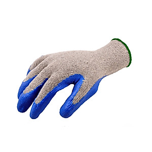 G & F 1511M-DZ Rubber Latex Coated Work Gloves for Construction, Blue, Crinkle Pattern, Men's Medium (Sold by dozen, 12 Pairs)