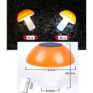 Solar Mushroom Lights Outdoor Ground LED Landscape Lights Light Sensor Light, Waterproof Solar Lights for Garden,Backyard,Step,Grass Ground(1 Pack, Warm White)