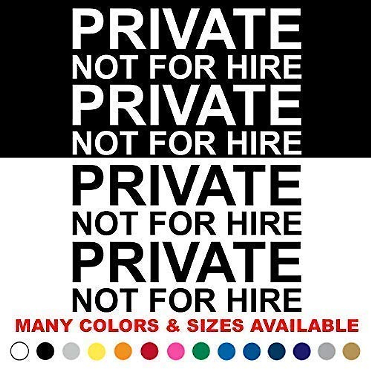 Set of 2 PRIVATE NOT FOR HIRE Tractor Truck Tow Commercial Van Pick up Semi Decal Sticker Graphic v1