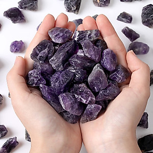 MAIBAOTA Natural Amethyst Crystal Rocks Raw Healing Crystals Bulk 1" Raw Rough Gemstones Rocks for Tumbling Polishing Cutting Reiki Witch Quartz Crystal Stones