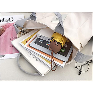 Belsmi Shoulder Bag Canvas Totes Bag Shopping Cotton Crossbody Travel Weekend Handbag Work Bag (Small, Beige)