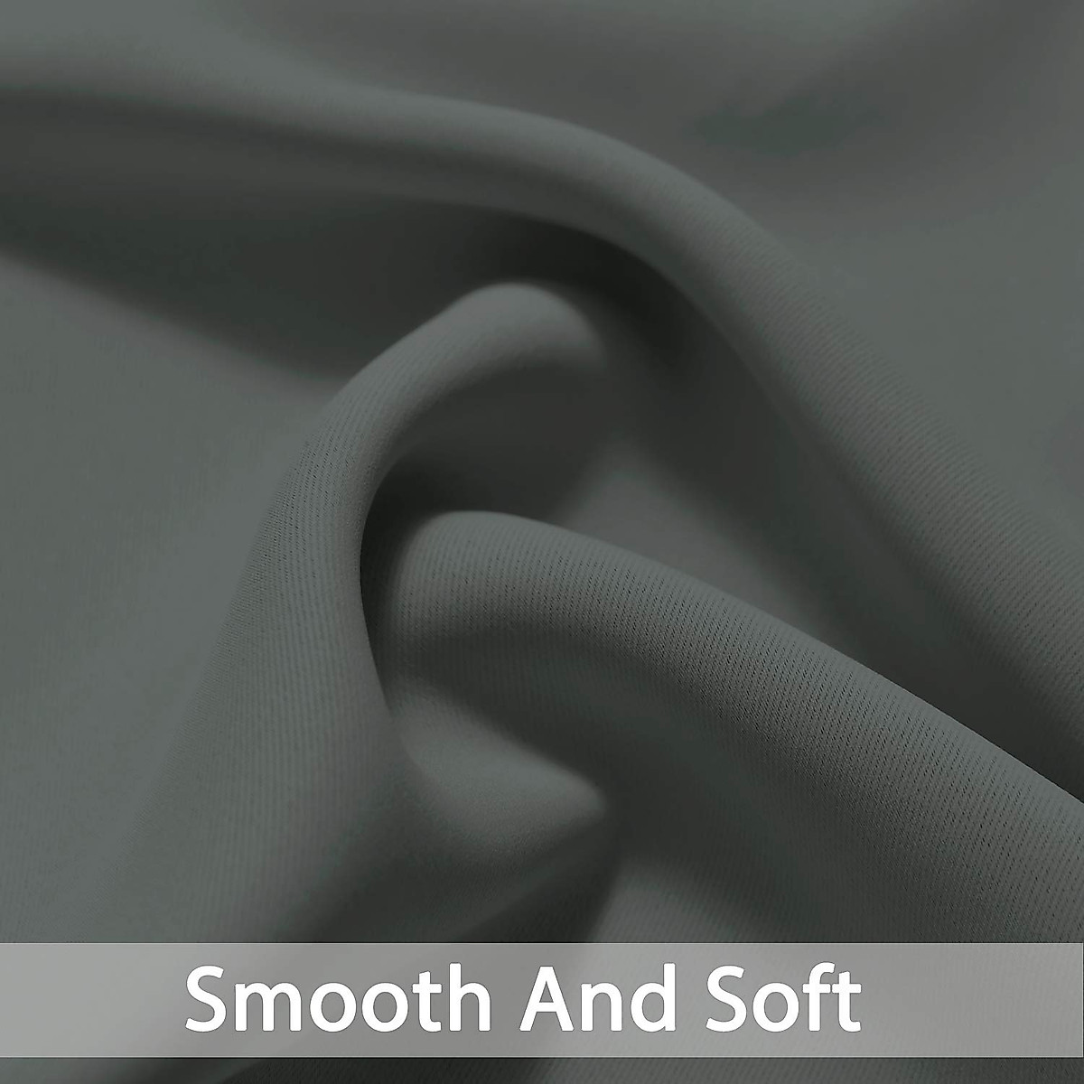 Yakamok Thermal Insulated Light Blocking Blackout Curtains for Bedroom, Room Darkening Rod Pocket Window Drapes for Living Room (52Wx72L,Dark Grey,2 Panels)