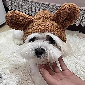 ANIAC Warm Fleece Hoodies for Small Dogs Cute Bunny Ears Design Pet Winter Coat Soft Puppy Hooded Sweatshirt Cold Weather Apparel for Cats Chihuahua Yorkie Poodle Teddy (X-Small, Brown)