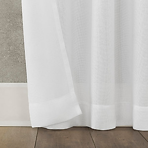 No. 918 Reman 2-pack Twist Tab Linen Texture Semi-Sheer Tab Top Curtain Panel Pair, 40" x 84", White