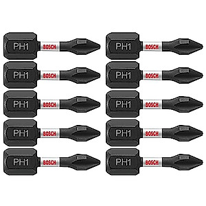 BOSCH ITPH1105 5-Pack 1 In. Phillips #1 Impact Tough Screwdriving Insert Bits