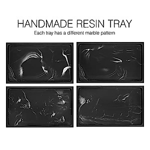 Luxspire Bathroom Vanity Tray, Resin Dresser Jewelry Ring Dish Tank Storage Kitchen Sink Countertop Organizer Plate Holder for Perfume Candles Soap Towel Plant Bathroom Accessories, M, Matte Ink Black