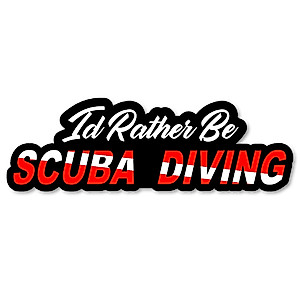 I'd Rather Be Scuba Diving Scuba Flag Diver Down Car Truck Bumper Decal Sticker - 6" Inches Long