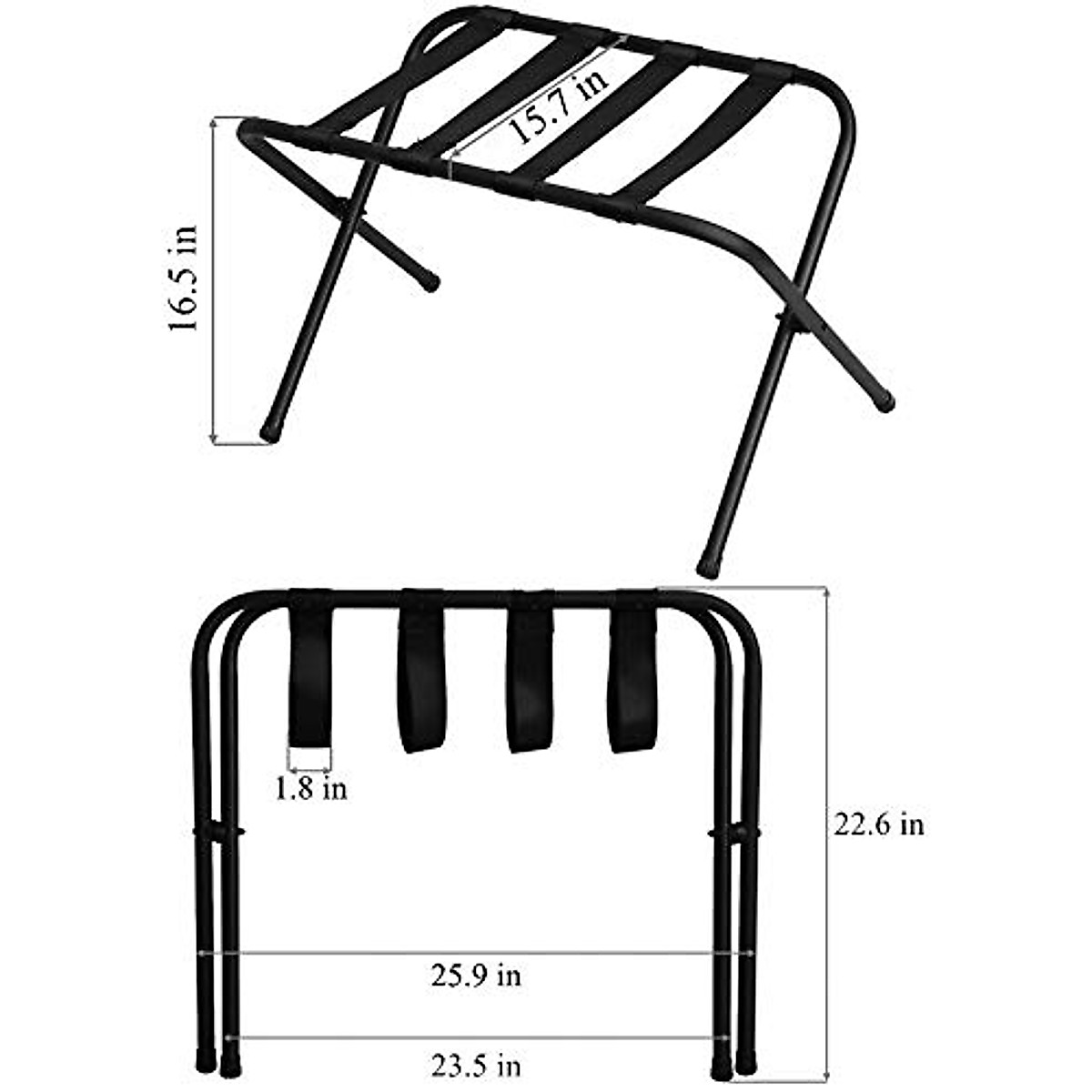 Mabel Home Metal Folding Luggage Rack Black