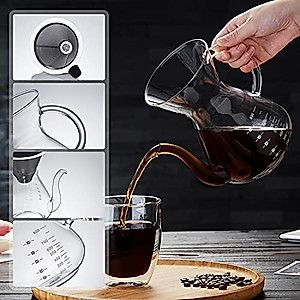 Pour Over Coffee Maker,1000ml/34oz Paperless Borosilicate Glass Carafe and Reusable Stainless Steel Permanent Filter,Glass Coffee Pot,Manual Coffee Dripper Brewer