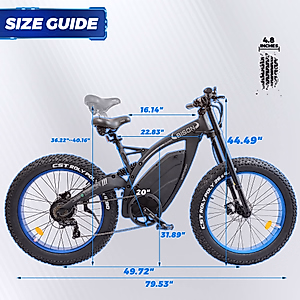 ECOTRIC Electric Bike for Adults Powerful 1000W Motor Fat Tire 18AH/48V Large Removable Battery 26" x 4.8" Electric Bicycle Beach Snow E Bike with Suspension Fork