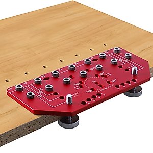 RUITOOL Shelf Pin Jig and Hinge Jig Two-in-One, Self-contained Clamping Function All Metal Shelf Pin Drilling Jig with 1/4" and 5mm Drill Bits, Shelf Jig and Cabinet Hardware Jig Tool Drill Guide