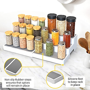 YAN & HIN Pack of 2, 3-Tier Spice Racks, Expandable and Non-Skid, Ideal as Medicine Cabinet Organizer, Kitchen Shelf Pantry Organizer, and Seasoning Organizer, Canned Food Organizer