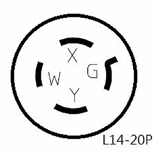 Parkworld 885262 Generator Adapter Cord 4-Prong Locking 20 AMP L14-20 Plug to 30 AMP Locking L14-30 Receptacle, 1FT