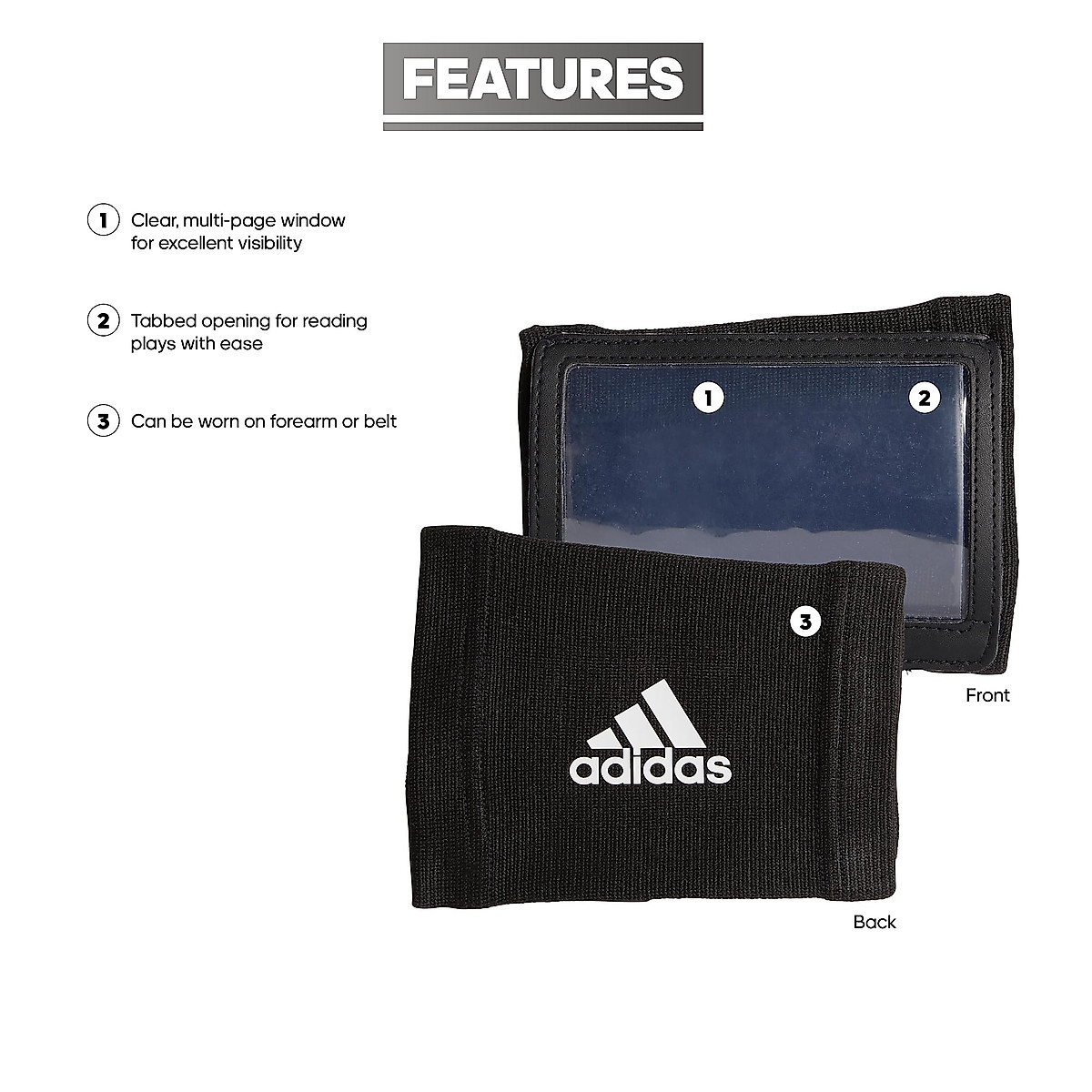 adidas Team Wrist Coach-Playcaller, Black/White, One Size