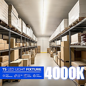 Barrina LED Shop Light 4FT, 2200lm, 4000K Cool White, T5 Led Fixture, Linkable Shop Light, Ceiling and Under Cabinet Light, Tube Lights for Garage Warehouse Workshop Basement, ETL Listed, 8 Pack