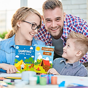 Dvbonike 24Pcs Camping Coloring Books Including Tent Camping Light Forest Bear Rabbit DIY Art Drawing Patterns Summer Birthday Party Favors Gifts Home School Activity Supplies for Kids Boys Girls