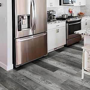 MSI McKenna 7 in. x 48 in. Luxury Vinyl Flooring, Rigid Core Planks, LVT Tile, Click Lock Floating Floor, Waterproof LVT, Wood Grain Finish, Digby Gray-Dark, 23.77 Square Feet