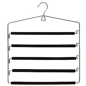 Closet Spice - 2 Pack - Strong & Durable Anti-Rust Chrome 5 Tier Pant Hangers, Non Slip, Black Foam Padded, Slim & Space Saving, Multi Swing Design for Easy-Slide Pant, Jeans, Slacks, Towels, Sheets