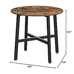 VASAGLE Round Dining Table, for Living Room, Office, Round Top, 31.5 x 31.5 x 29.5 Inches, Brown
