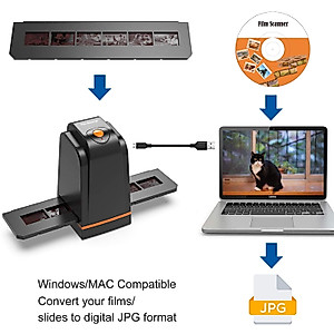 135 Film Slide Scanner Converts Negative,Slide&Film to Digital Photo,Supports MAC/ Windows XP/Vista/ 7/8/10