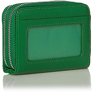 KALMOR Wallets for Women Leather Double Zipper RFID Blocking Purse with Coin Pocket, Green, 4. 25” x 3. 0” x 1.5”