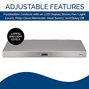 Broan-NuTone BCDJ136SS Glacier 36-inch Under-Cabinet 4-Way Convertible Range Hood with 3-Speed Exhaust Fan and Light, Stainless Steel