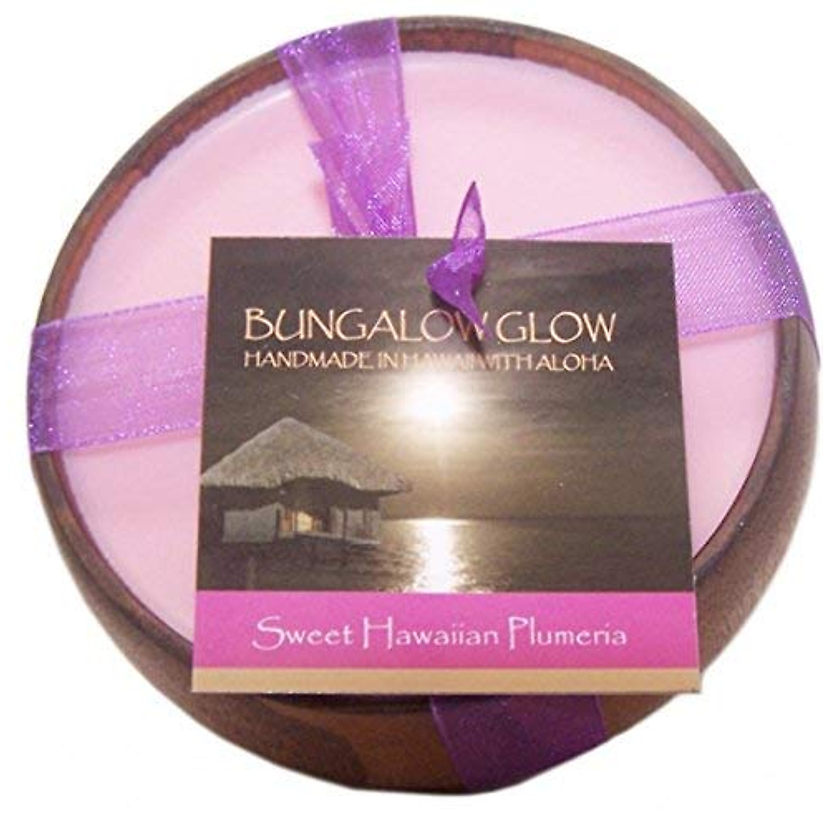 Bungalow Glow, Candle Sweet Hawaiian Plumeria Wood 6 Ounce