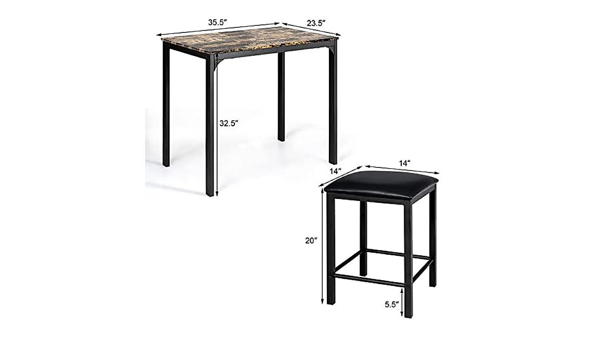 Giantex 3-Pc Dining Table Set for Home & Hotel