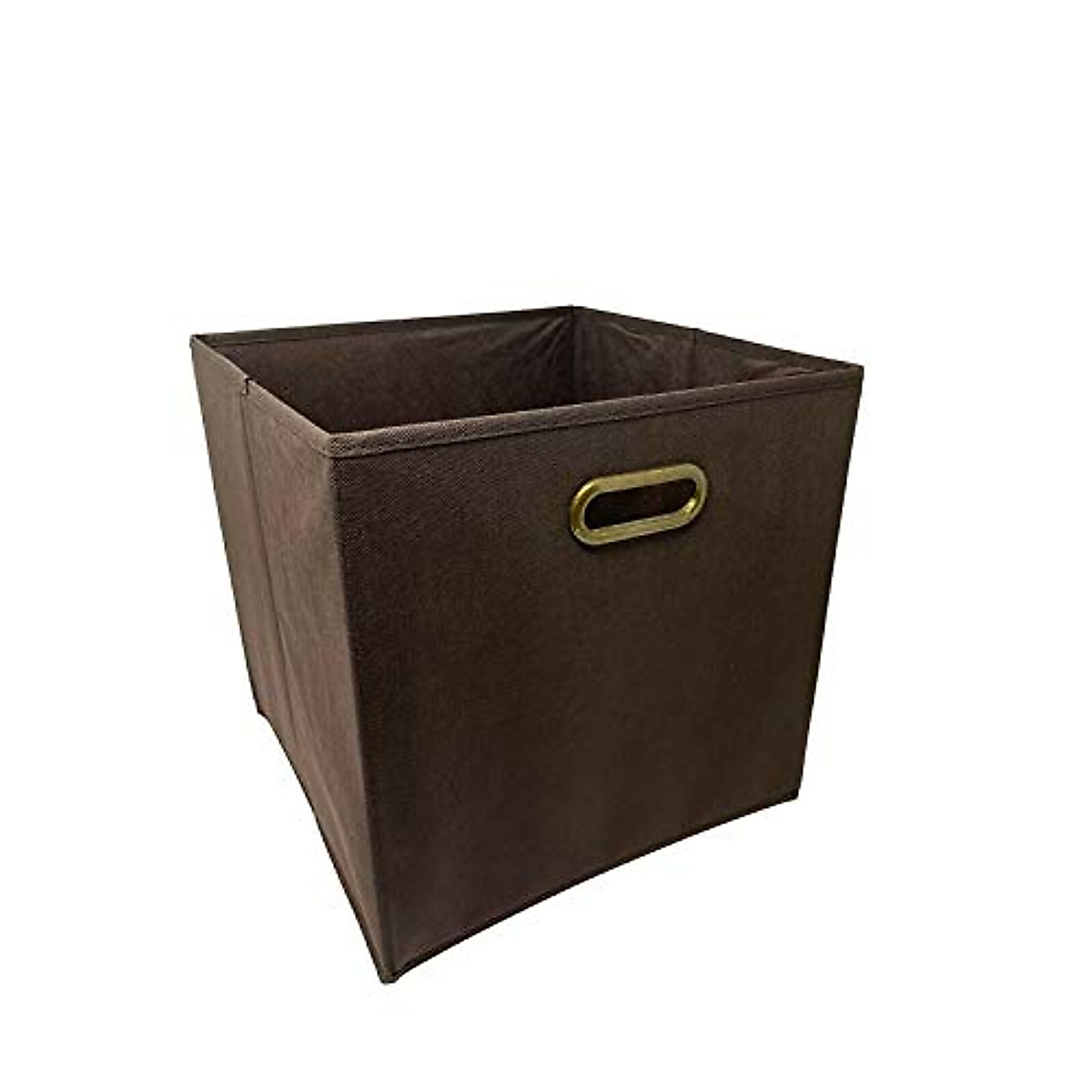 ABLEHOME Large 6 Pack Fabric Storage Bins Box Organizer Cube Basket Container 13"x13"x13" Brown w/Metal Handle