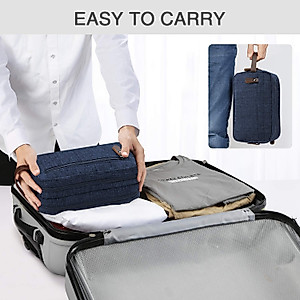 TOUPONS Men's Travel Toiletry Organizer Bag Dopp Kit, Bathroom Bags (Blue Water-resistant)