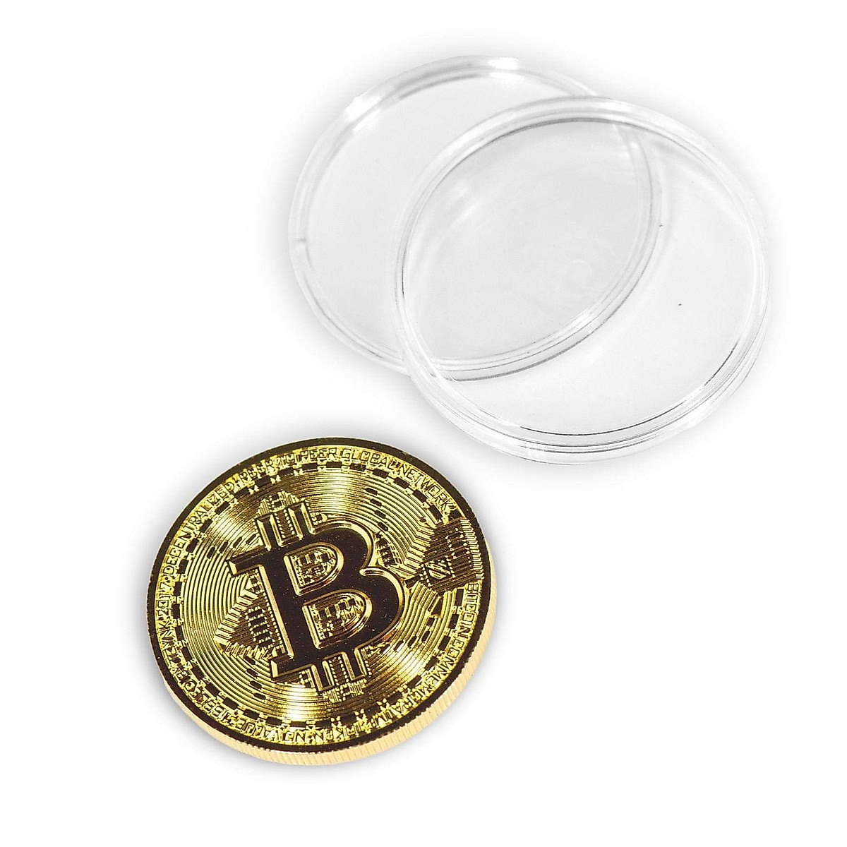10 Pcs Bitcoin Coin Souvenir with Coin Case, Physical Bitcoin Collection, Gold Plated Bitcoin for Commemoration, Crypto Currency Coin BTC for Gift, Gold Bitcoin Tokens