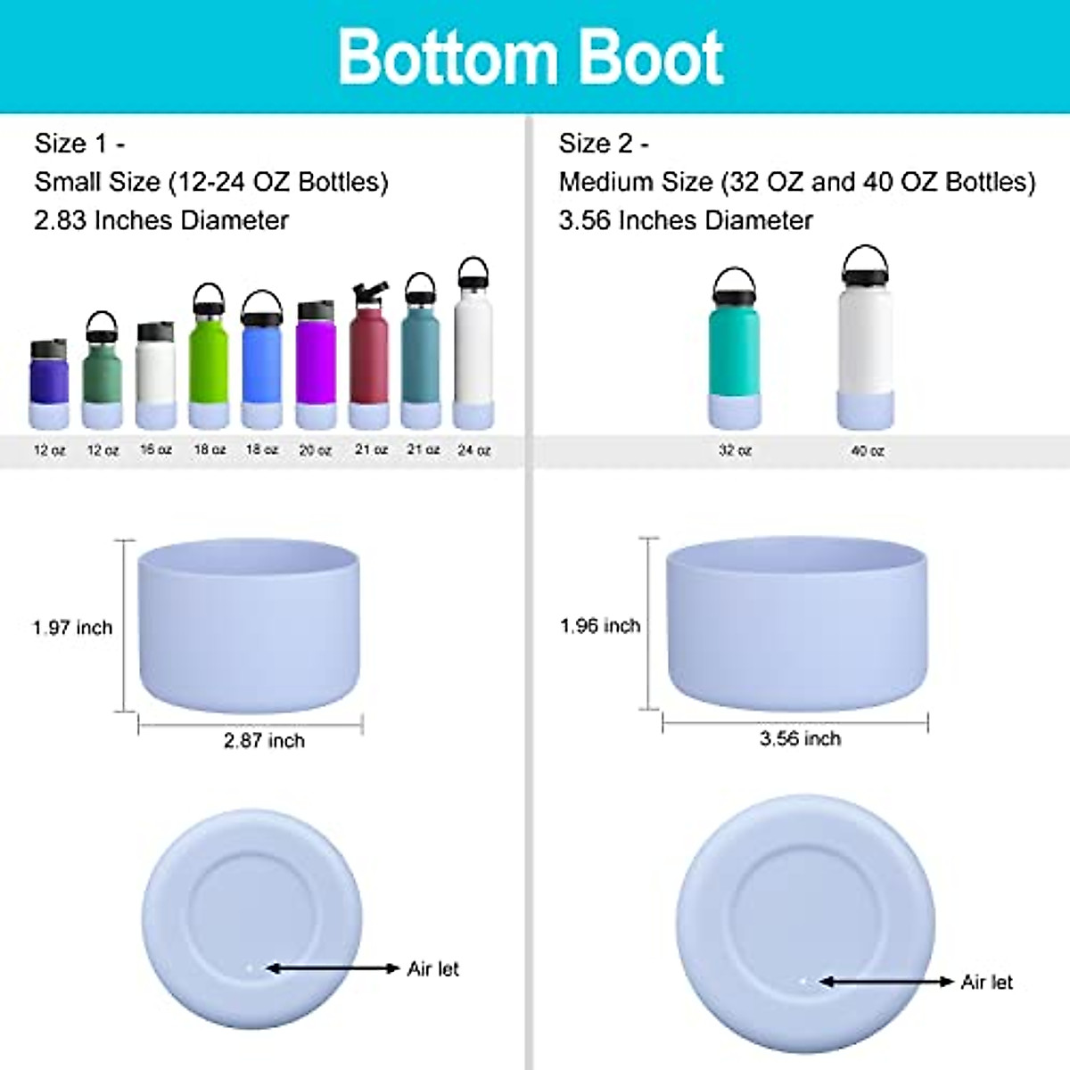 Boot for Hydro Flask 12-40 OZ Water Bottle/Stanley Tumbler, Bottom Boots for Hydroflask Sports Water Bottles, Silicone Bottom Cover Sleeve (Fog, Fits Hydroflask 32 40 oz Bottles)