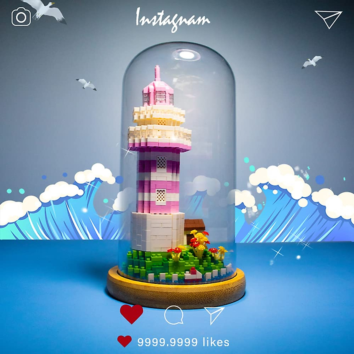 Uvini Building Blocks for Adults Lighthouse Building Kit Lighthouse Nautical Tabletop Beach Themed Ornaments Light Tower DIY Home Décor Decoration 797pcs (00888)