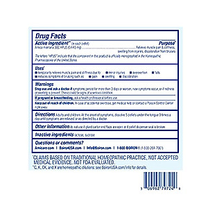 Boiron Arnica Montana 30C Homeopathic Medicine for Relief from Muscle Pain, Muscle Stiffness, Swelling from Injury, and Discoloration from Bruises - 3 Count (240 Pellets)