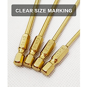 VICRAZZE RC Hex Bit Set 1.5, 2.0, 2.5 & 3.0mm Hex Head Allen Wrench Drill Bit S2 Steel 1/4" Hex Shank 100mm Long for Screwdrivers Bit Electric Screwgun Power Drill RC Repair Working Tools