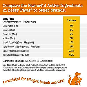 Zesty Paws Training Treats for Dogs & Puppies - Hip, Joint & Muscle Health - Immune, Brain, Heart, Skin & Coat Support - Bites with Fish Oil with Omega 3 Fatty Acids with EPA & DHA - PB Flavor - 12oz…
