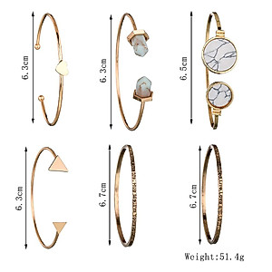 yunanwa 5 PACK (23pcs) Multiple Layered Stackable Open Cuff Wrap Bangle Bracelet Jewelry Adjustable for Women Wholesales Set Assorted