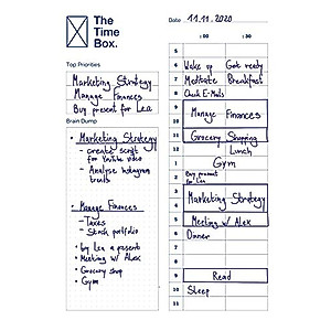 The Time Box Daily Time Management Planner - Time Blocking To Do List Planning Pad, Blank Hourly Notepad - Personal Organizer Notepad for Work - Brain Dump Agenda Notebook - 60 Undated Sheets 7" x 10"