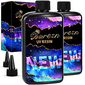 Bsrezn 500g UV Resin Hard, Crystal Clear UV Cure Epoxy Resin Kit Premixed Resina UV Transparent Solar Activated Glue for Jewelry Making Fast Curing High Gloss